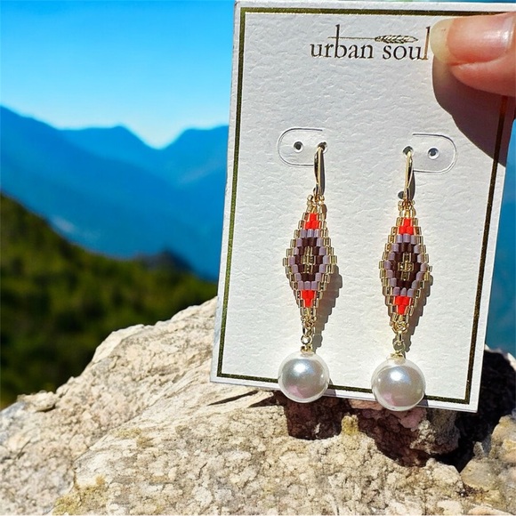Urban Soul | Jewelry | Urban Soul Beaded Diamond Shape Drops White ...